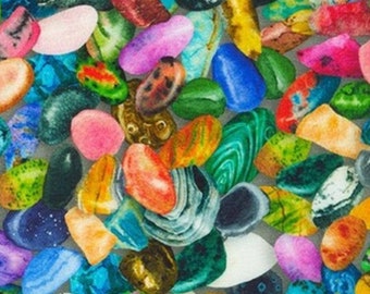 Navy Fabric Navy Gems by Landpenguin Colorful Gemstone and - Etsy