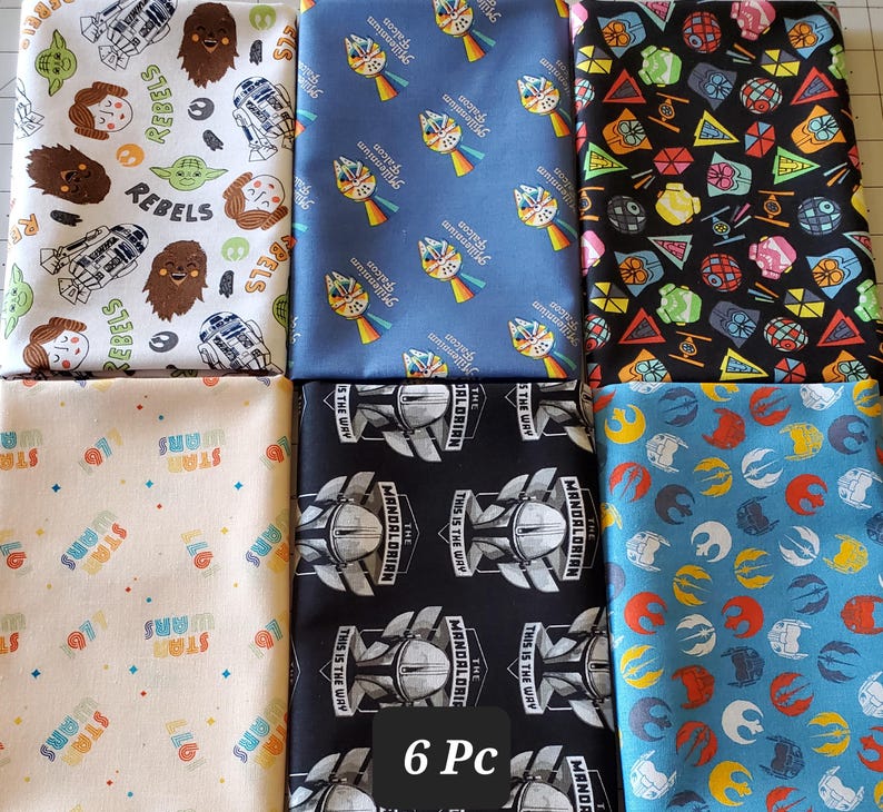 New Prints! Star Wars, Yoda 12, or 6 Pc) Fat Quarter Fabric Bundle ...
