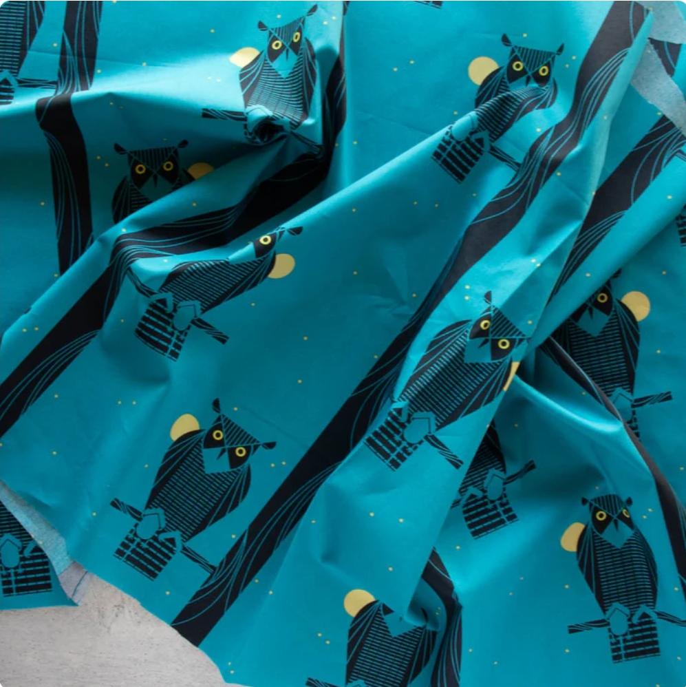 New! Charley Harper "iconic Vol 2" Moon Owl, Owls, Moon Poplin Fabric ...
