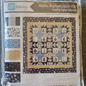 New! "bigfoot" Smile, Bigfoot! Fabric Quilt Kit! 100% Cotton•64" X 68 ...