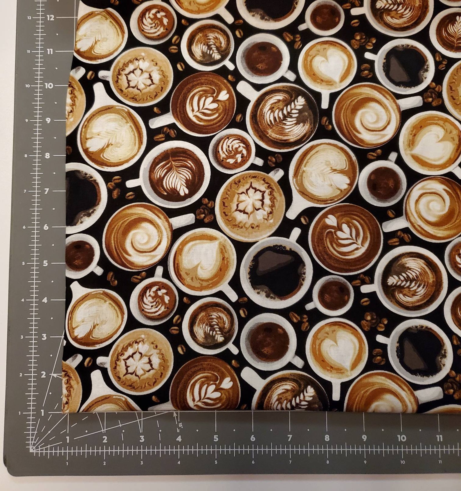 Rise and Grind Coffee Latte Fabric 100% Cotton. 1/4 - Etsy
