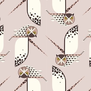 New Charley Harper best Friends Owl Flight Haze Poplin Fabric 100% Org ...