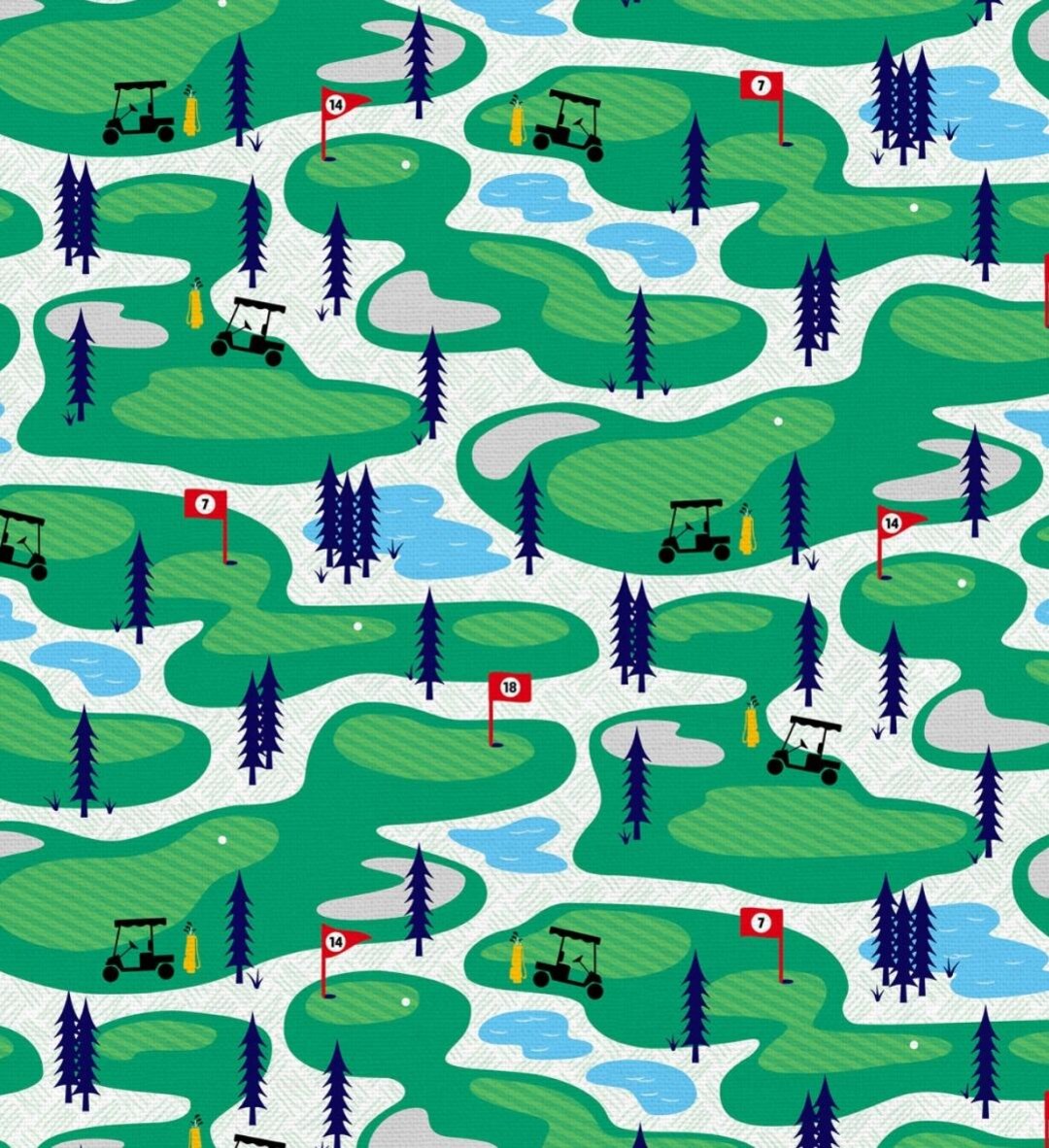 New! "let's Go Golfing" on the Course, Golf Course Fabric! 100% Cotton ...