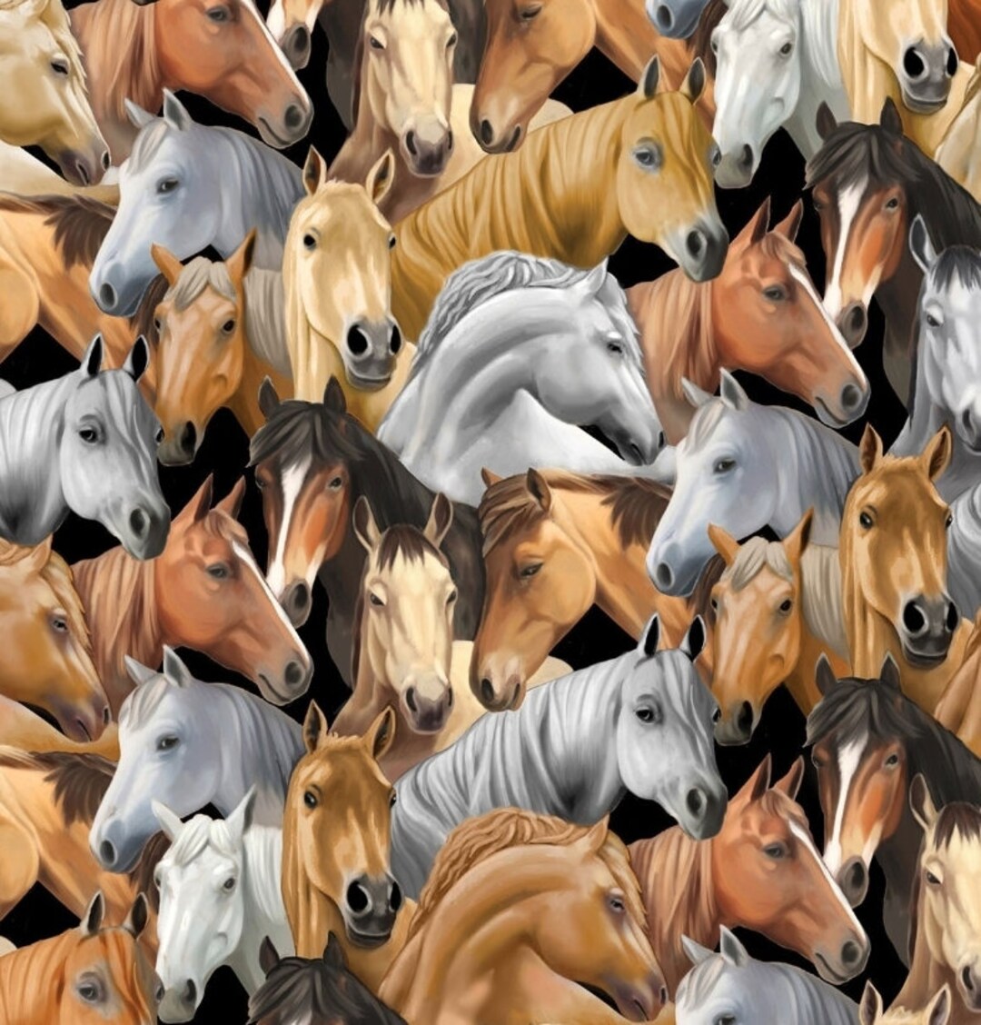 New! "yellowstone" Packed Horses, Horse, Western Fabric! 100% Cotton. 1 ...