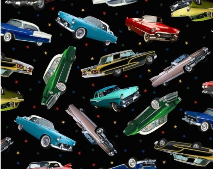 New! "in Motion" Classic Cars, Car Fabric! 100% Cotton•13.5" X 44 ...
