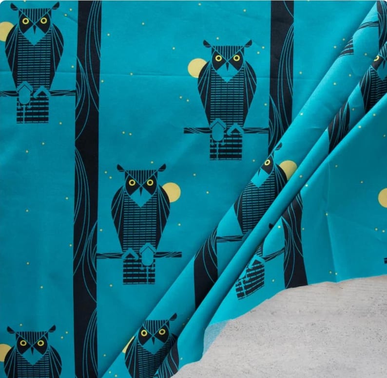 New! Charley Harper "iconic Vol 2" Moon Owl, Owls, Moon Poplin Fabric ...