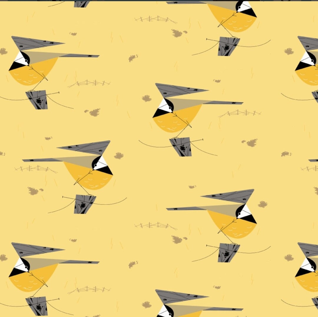 New Charley Harper ford Times Birds Vol 2 Chickadee Poplin Fabric 1/4 ...