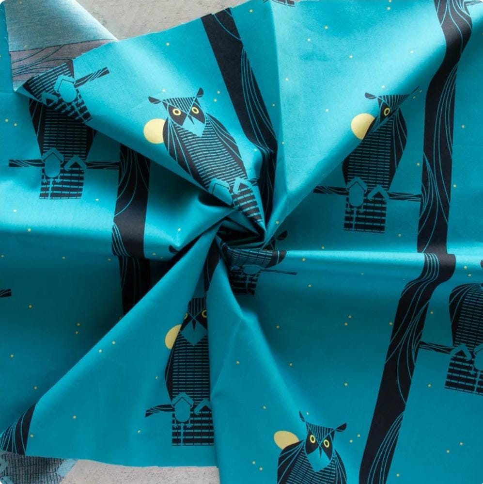 New! Charley Harper "iconic Vol 2" Moon Owl, Owls, Moon Poplin Fabric ...