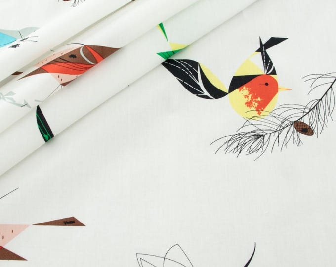 New! Charley Harper "western Birds" Birds, Bird Poplin Fabric 100% Org ...