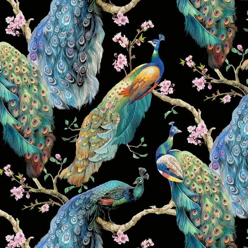 Peacock Fabric - Etsy