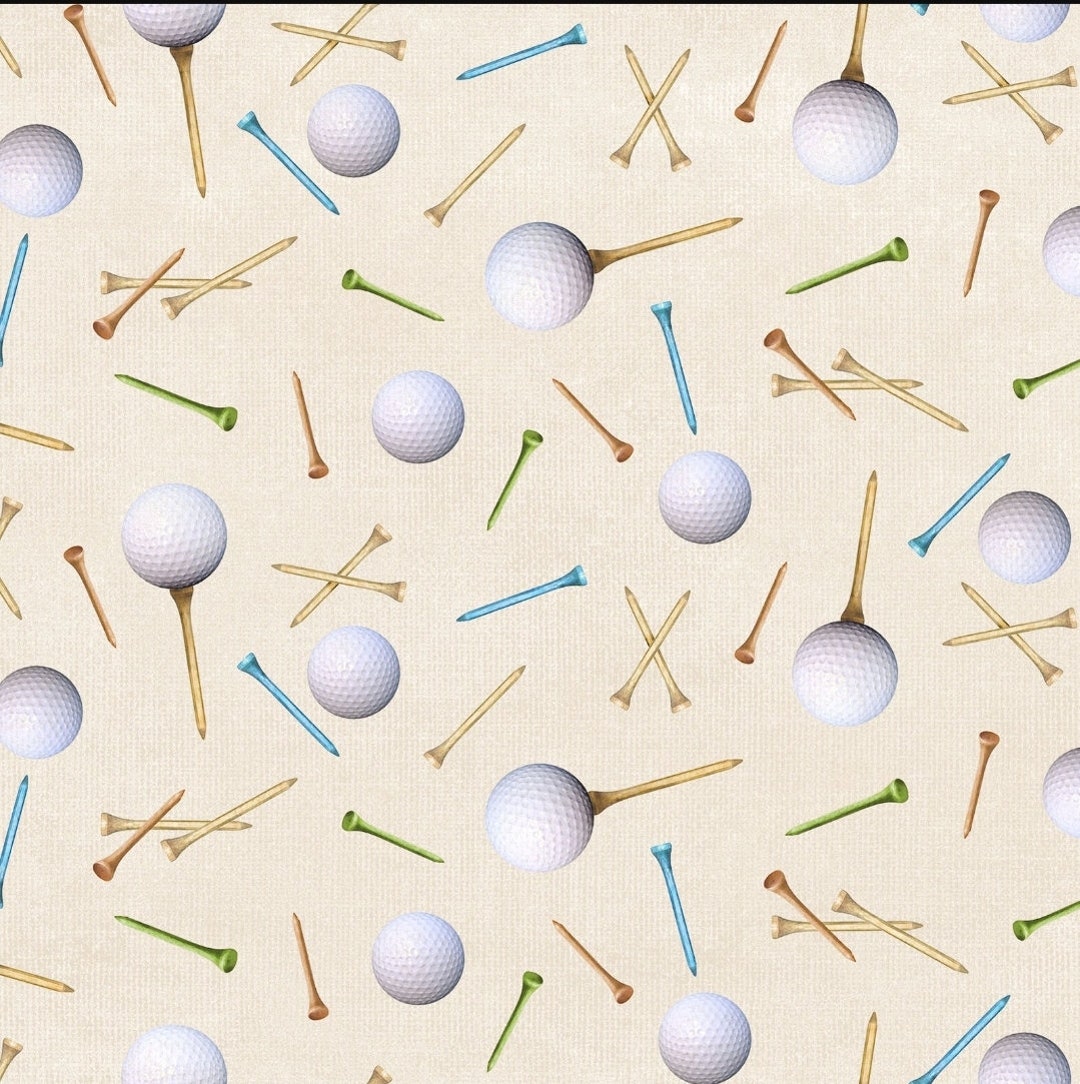 New fore Golfing, Golf Balls and Tees Fabric 100% Cotton. 1/4, 1/2, or ...