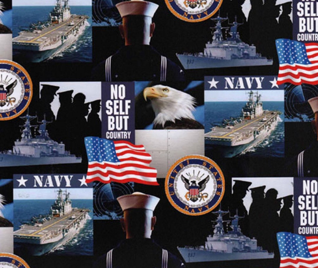 New! US Military, Navy, Patriotic Fabric! 100% Cotton. 1/4, 1/2, or 1 ...
