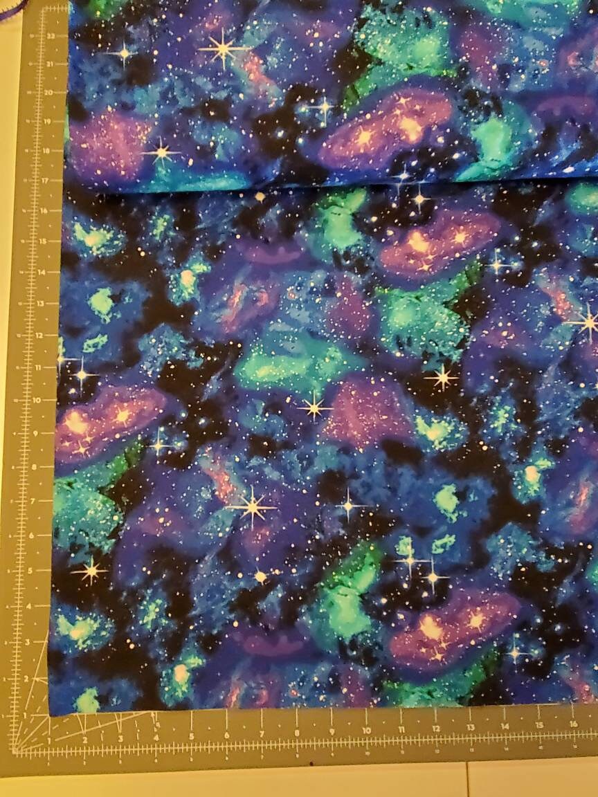 Galaxy Aurora Space Celestial Fabric 100% Cotton. 1/4 - Etsy