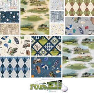 New fore Golfing, Golf Balls and Tees Fabric 100% Cotton. 1/4, 1/2, or ...