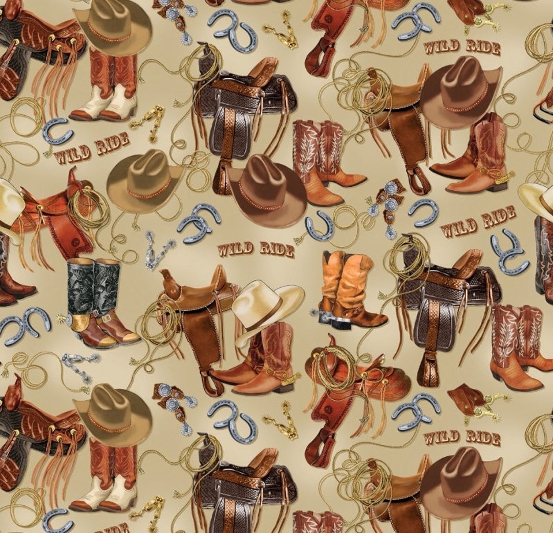 New! "yellowstone" Western Ways, Cowboy Life Fabric! 100% Cotton. 1/4 ...