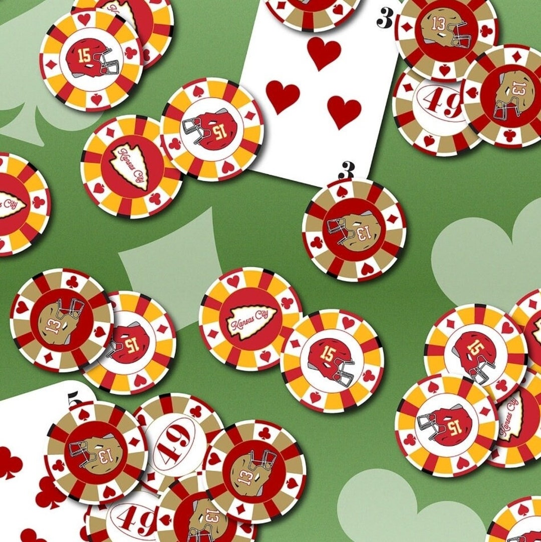 New what A Catch Kansas City Chiefs, Super Poker Chips Fabric 100% ...
