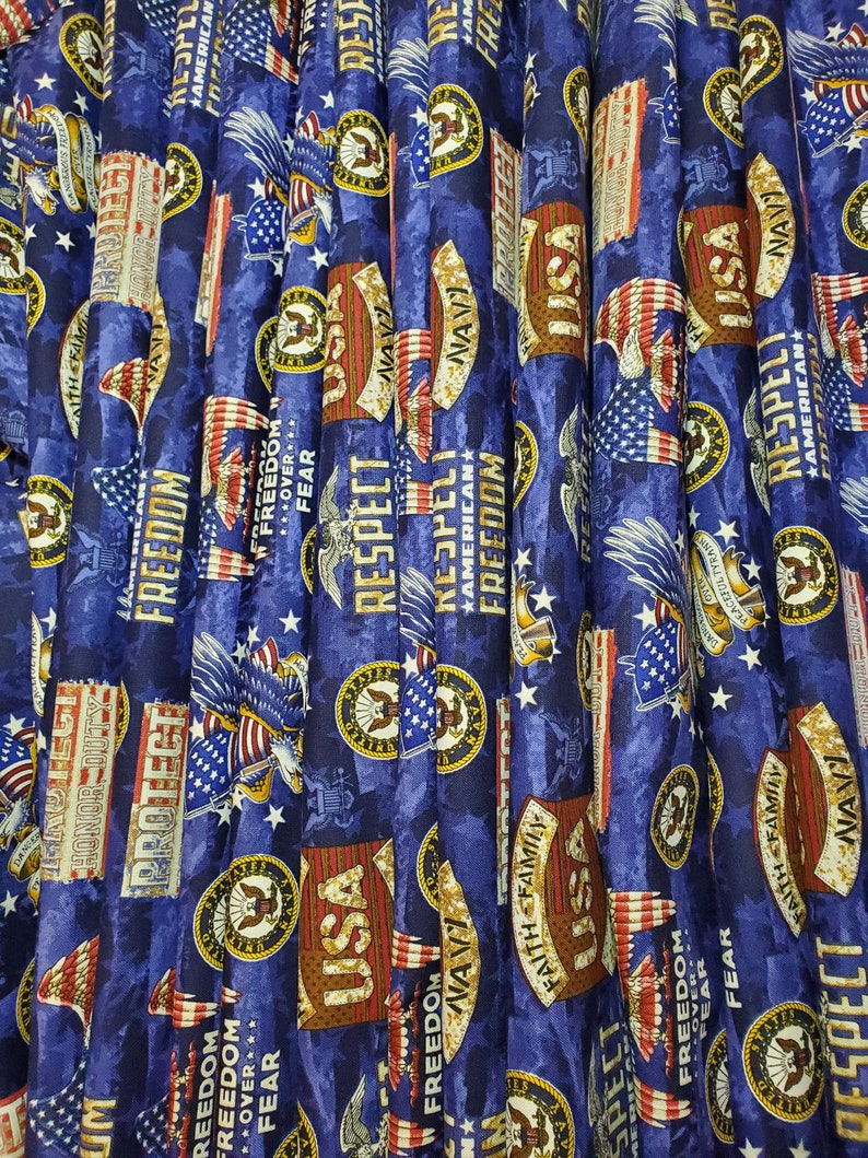 New! US Military, Navy, Patriotic Fabric! 100% Cotton. 18" X 44 ...