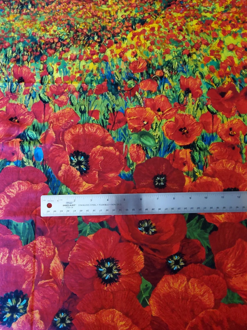 New! "poppy Dreams" Poppy Field Panel, Poppies, Floral, Flowers Fabric ...