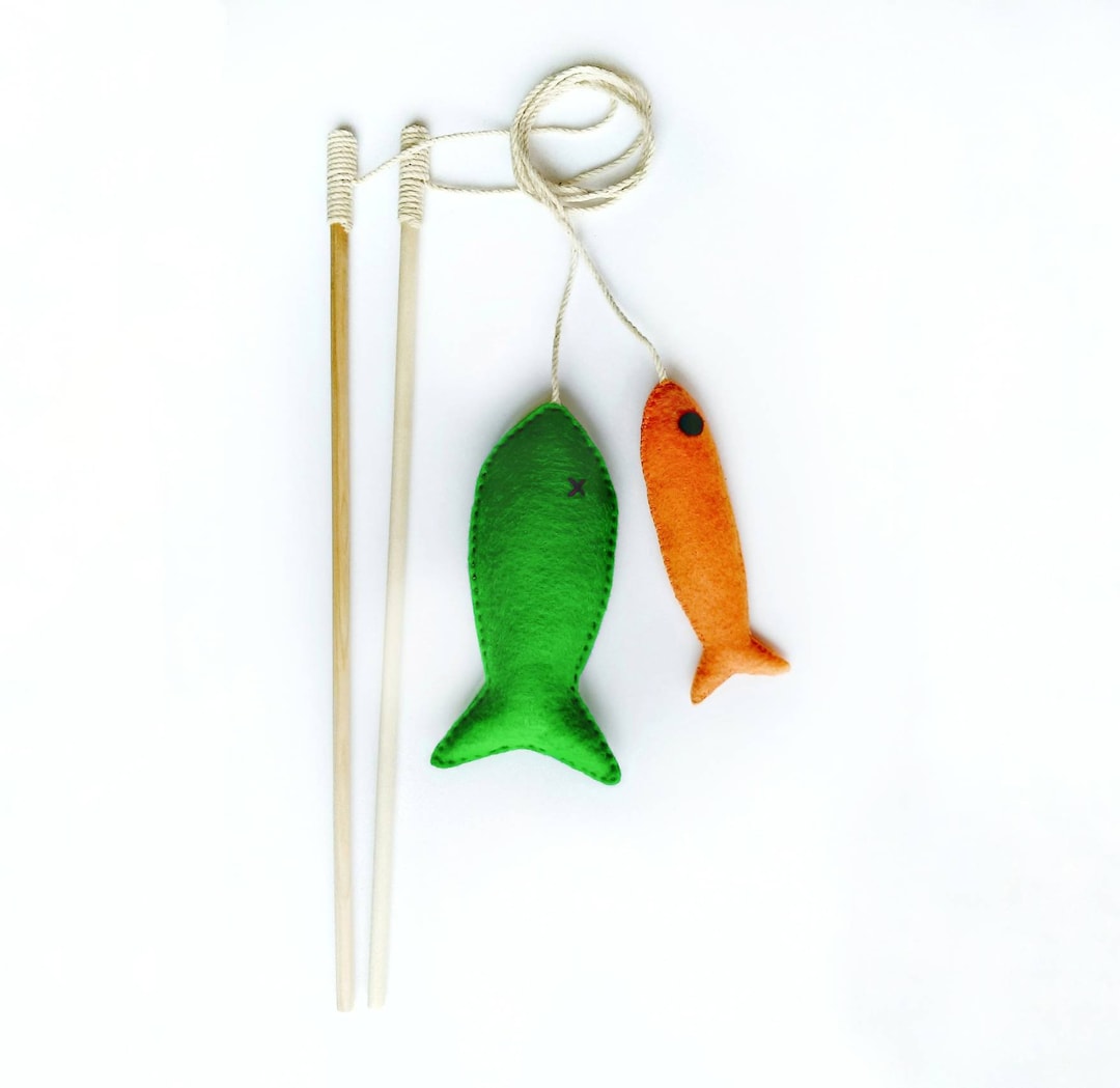 Fishing Rod Cat Toy Teaser Wand With Organic Catnip Kitten Toy String ...