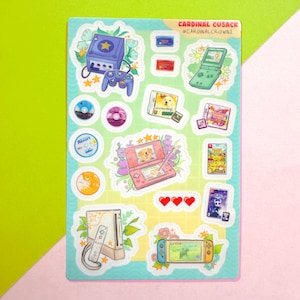 Video Game Sticker Sheet WATERPROOF // Cute Retro Game Console Art - Etsy