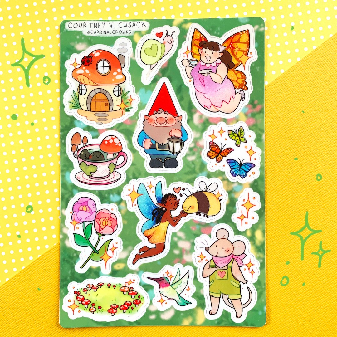 Enchanted Garden Sticker Sheet WATERPROOF // Cute Fairy - Etsy