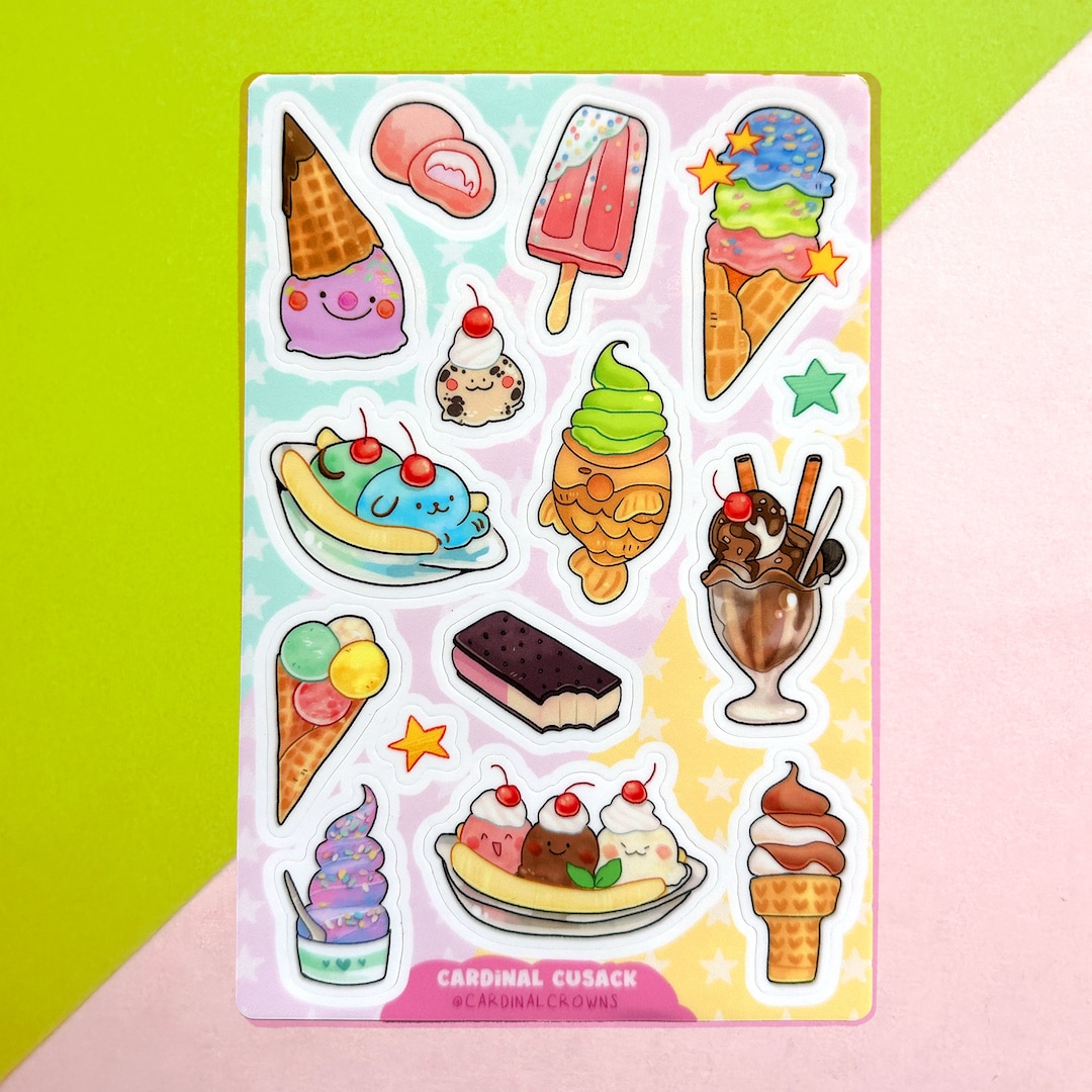 Ice Cream Sticker Sheet - Waterproof Vinyl 4x6" - Etsy