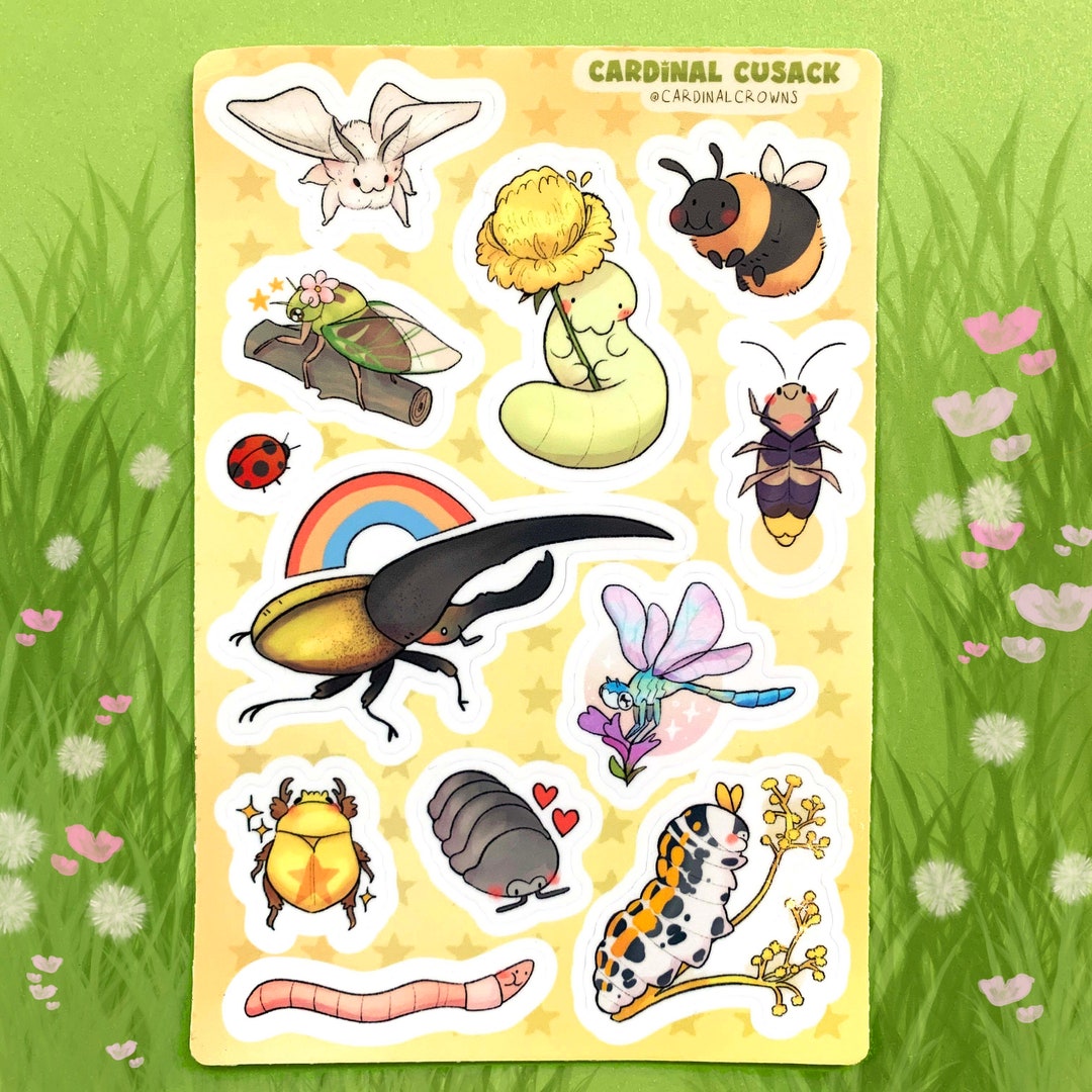 Bug Friends Sticker Sheet WATERPROOF // Cute Insect Stickers - Etsy