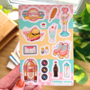 Retro Diner Sticker Sheet WATERPROOF // Aesthetic Nostalgia Food ...
