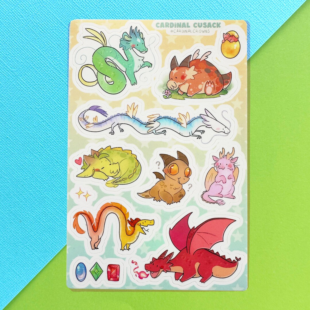 Dragon Sticker Sheet - Waterproof Vinyl 4x6" - Etsy