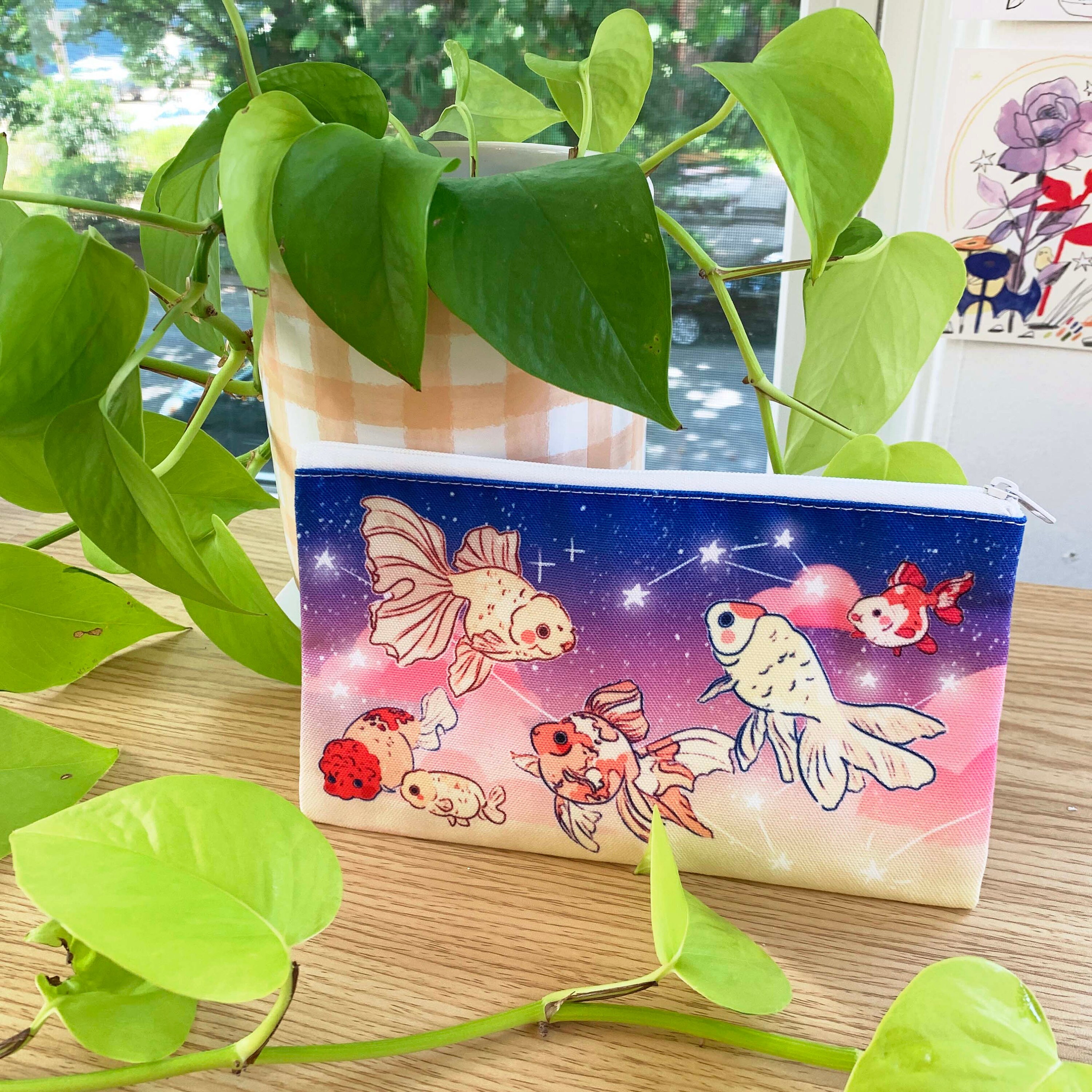 Celestial Goldfish Canvas Pouch - Etsy