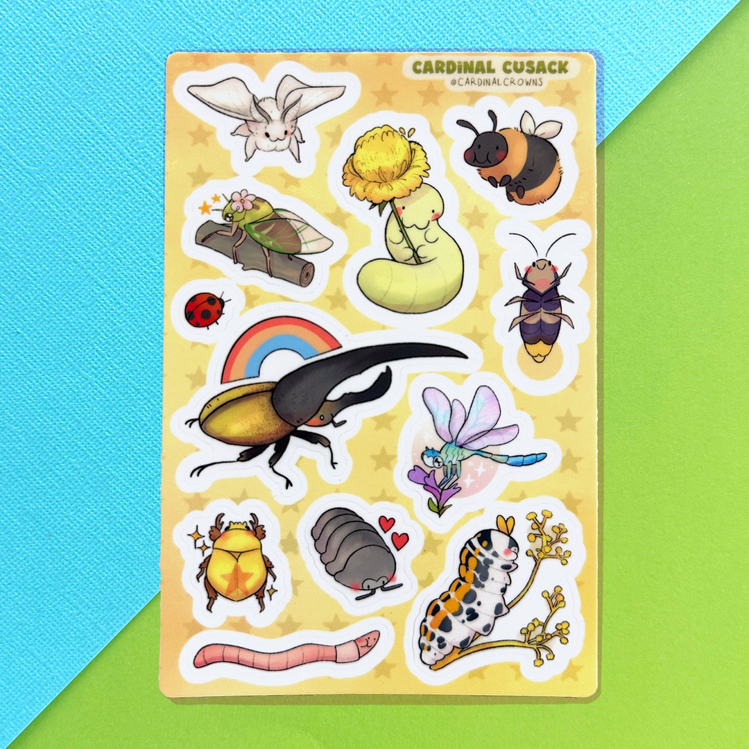 Bug Friends Sticker Sheet WATERPROOF // Cute Insect Stickers - Etsy