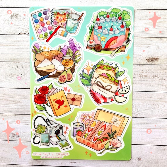 Picnic Stickers waterproof / Cute Stickers / Cottagecore - Etsy