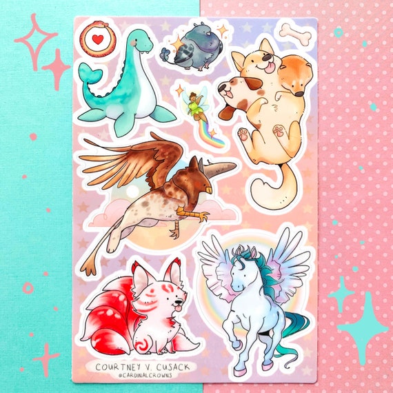 Mythical Creatures Sticker Sheet waterproof / Cute Animal - Etsy