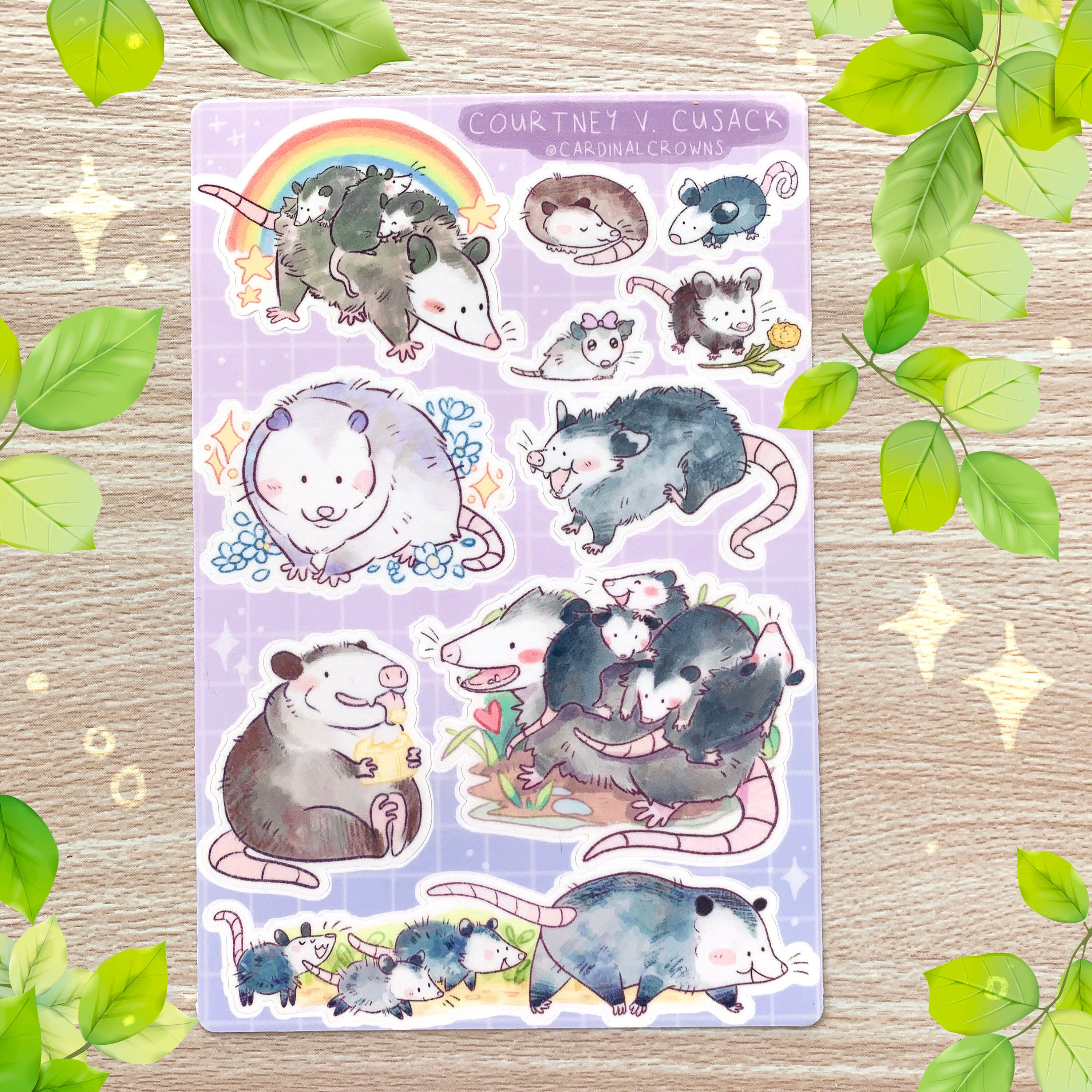 Cute Opossum Sticker Sheet waterproof / Cute Animal Sticker - Etsy