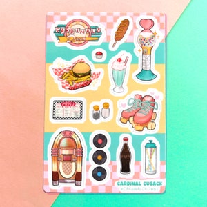 Retro Diner Sticker Sheet WATERPROOF // Aesthetic Nostalgia Food ...