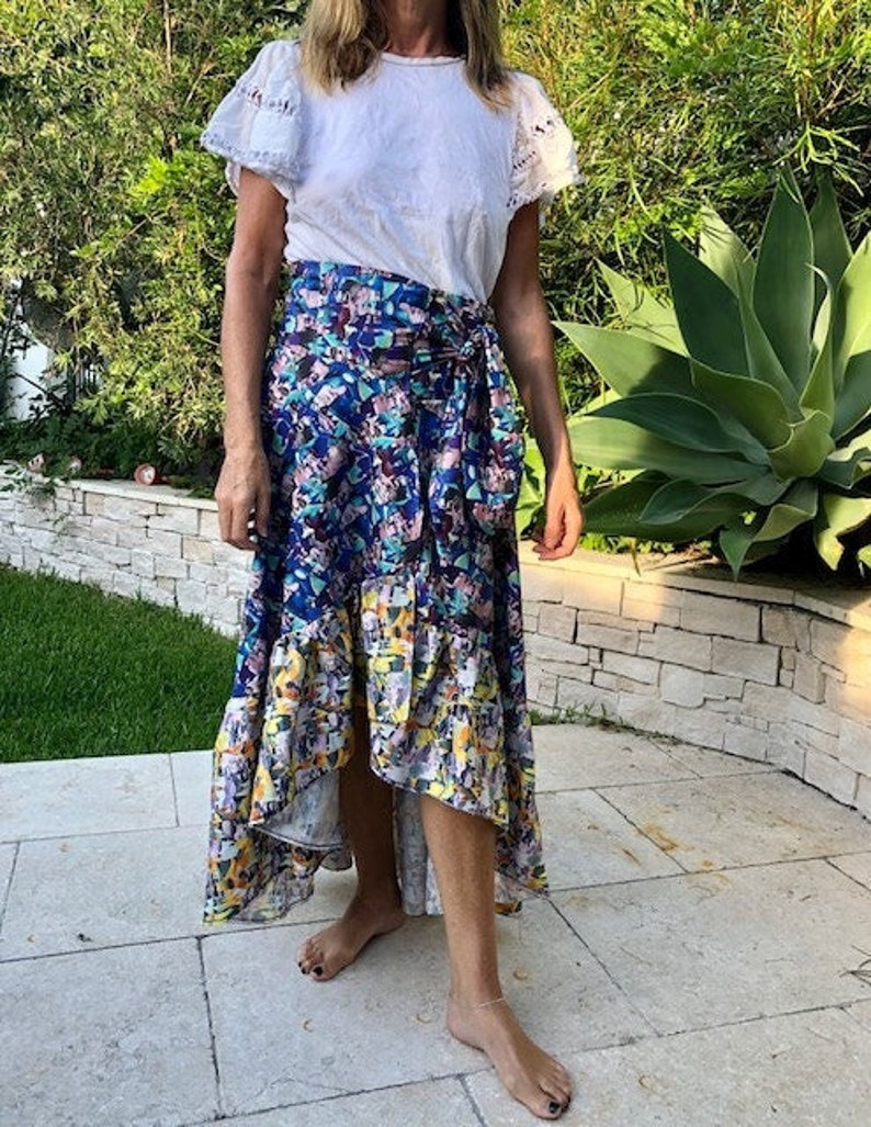 Flowing Wrap Skirt With Ruffle rita Long or Short - Etsy
