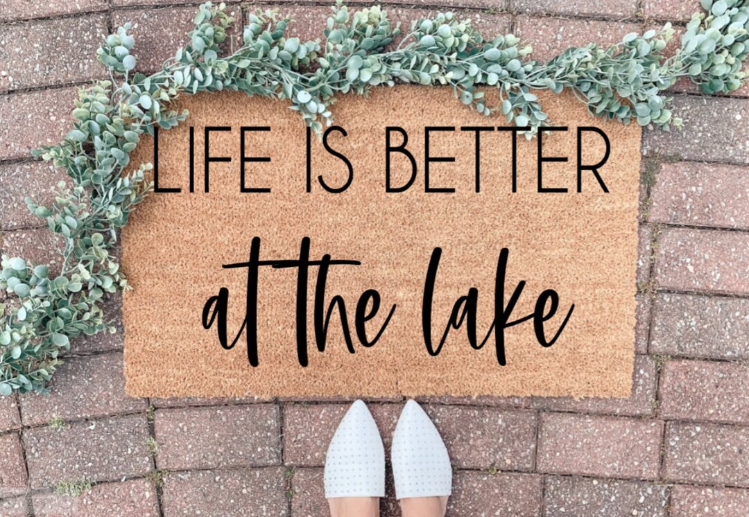 Lake Days & Sun Rays Doormat, Coir Doormat, Outdoor Rug, Hand Painted ...