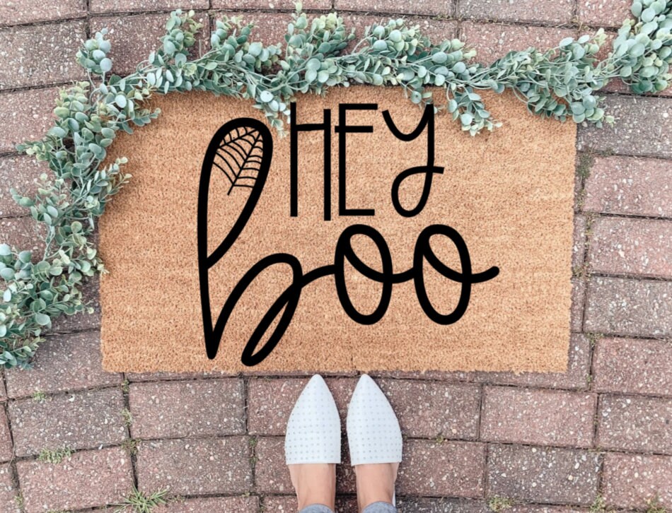 Hey Boo Welcome Mat Fall Decor Doormat Door Mat Pumpkin - Etsy