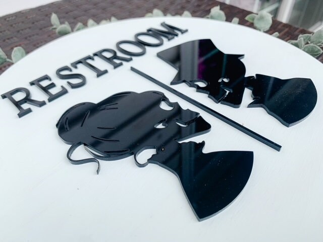 Halloween Decor / Restroom Sign / Spooky Sign /Skeleton Decor | Etsy