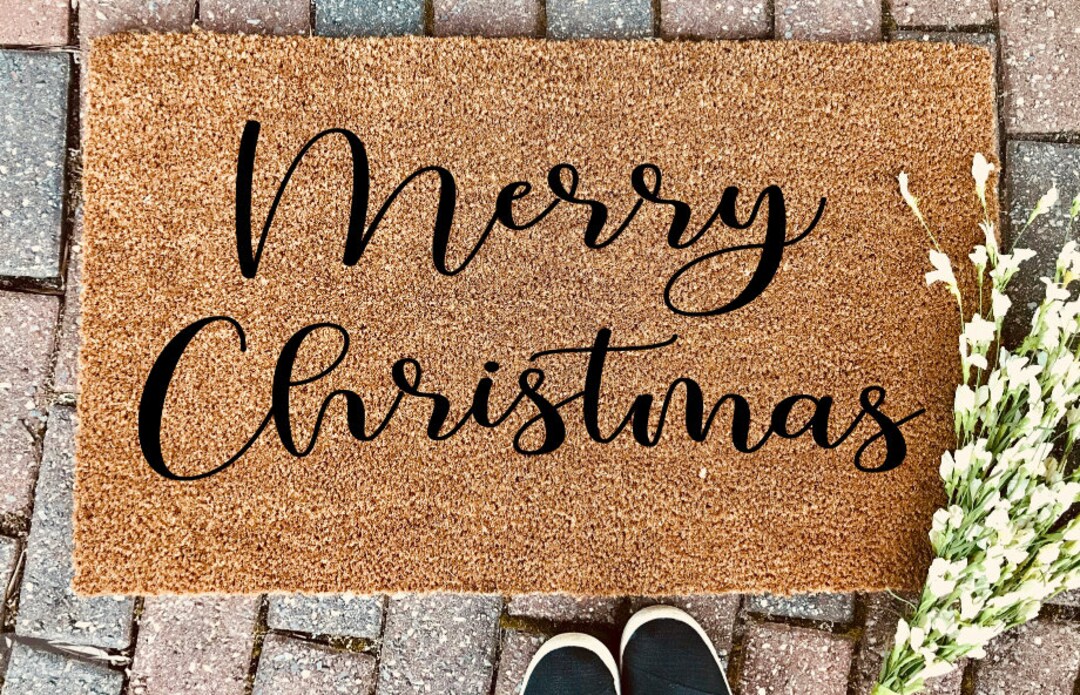 Happy Holiday Doormat Christmas Doormat Hello Welcome Mat Hand Painted ...