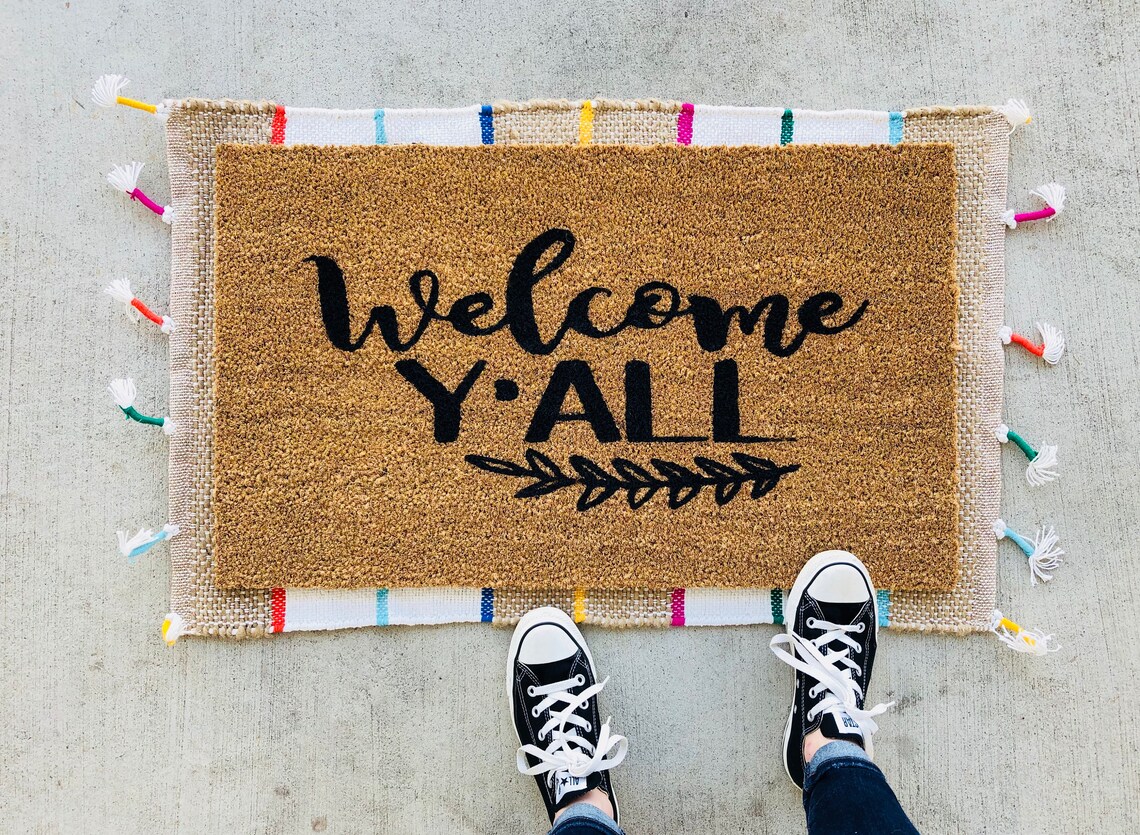 Welcome Y'all Doormat Hello Doormat Welcome Mat Door - Etsy