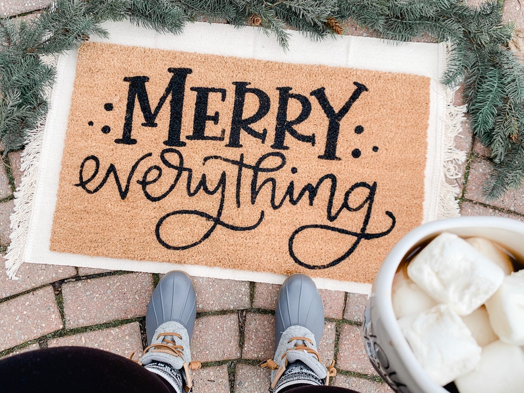 Christmas Doormat, Merry Everything Welcome Mat, Holiday Door Mat ...