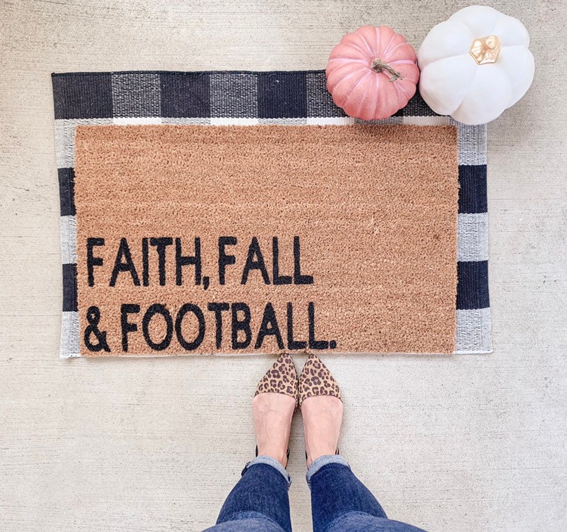 Faith Fall and Football Doormat Door Mat Welcome Mat - Etsy