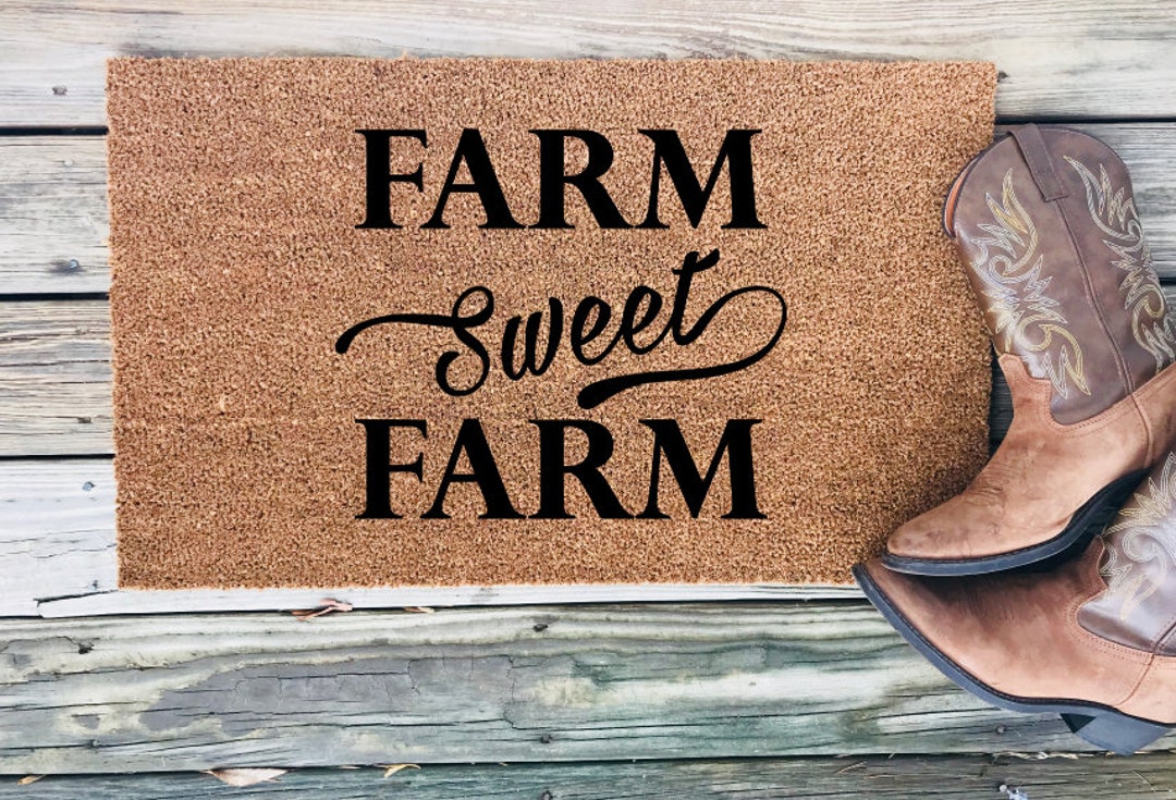 Farm Sweet Farm Doormat, Welcome Mat, Door Mat, Farmhouse Decor, Home ...