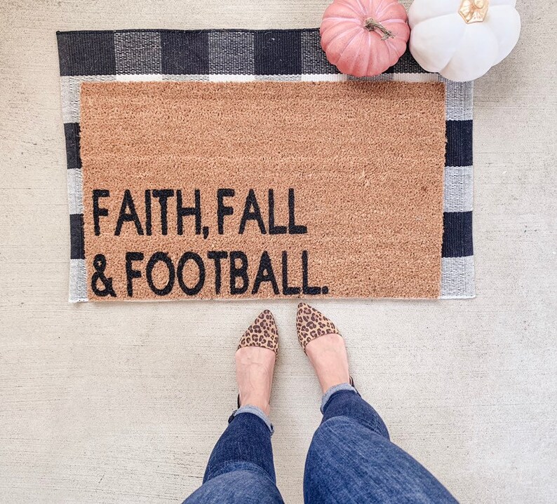 Faith Fall and Football Doormat Door Mat Welcome Mat - Etsy