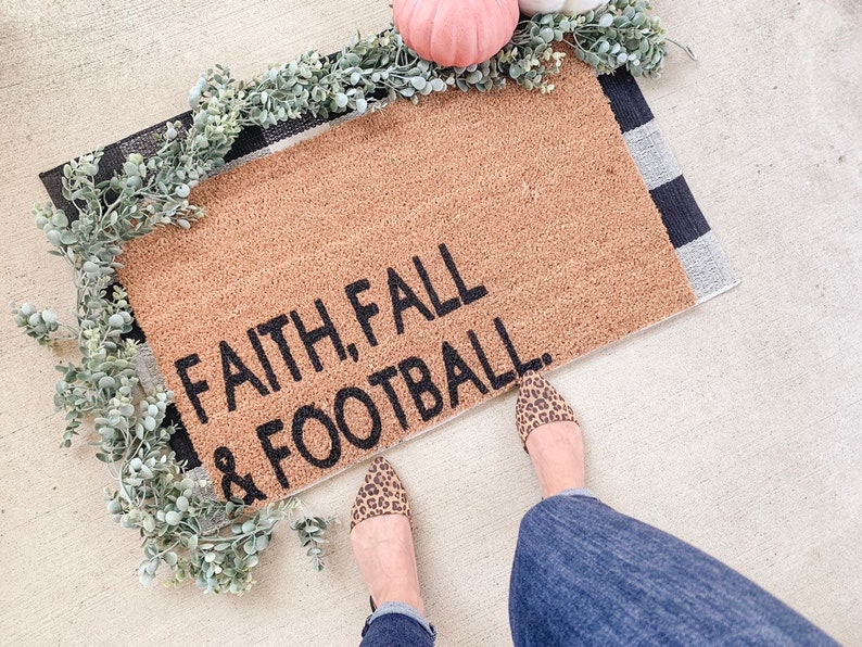Faith Fall and Football Doormat Door Mat Welcome Mat - Etsy