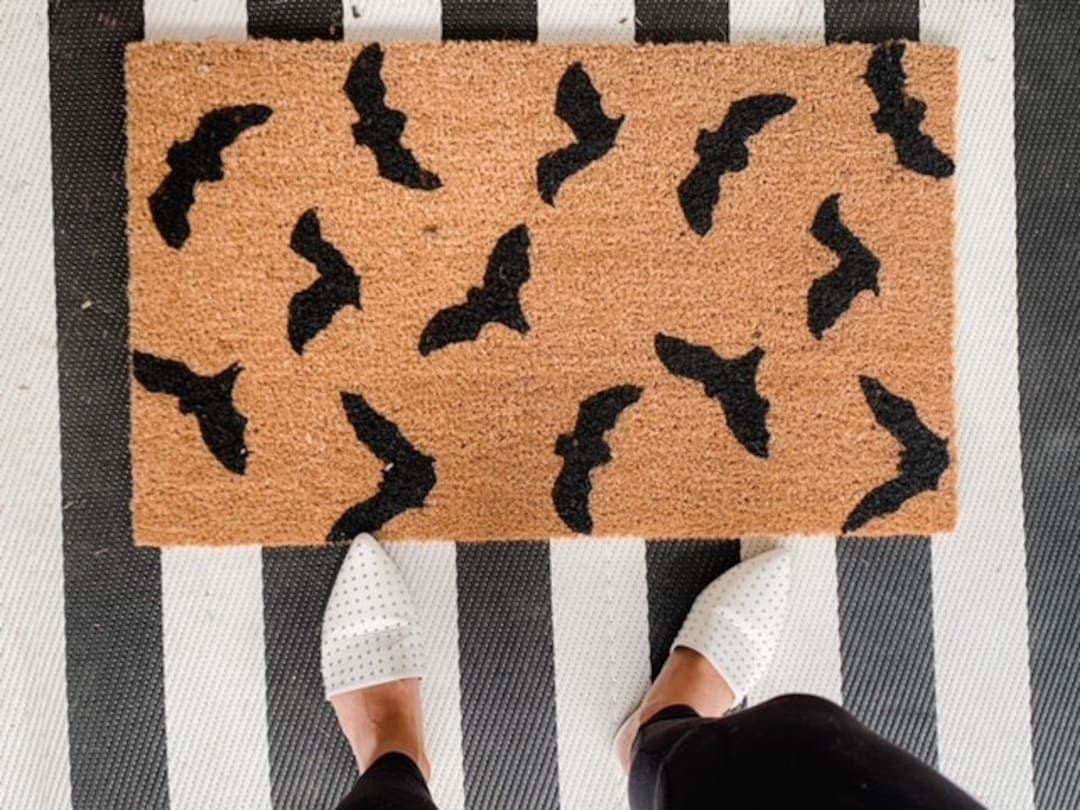 Bat Doormat / Welcome Mat/ Bat Halloween Decor/ Funny Door Mat / Witch ...