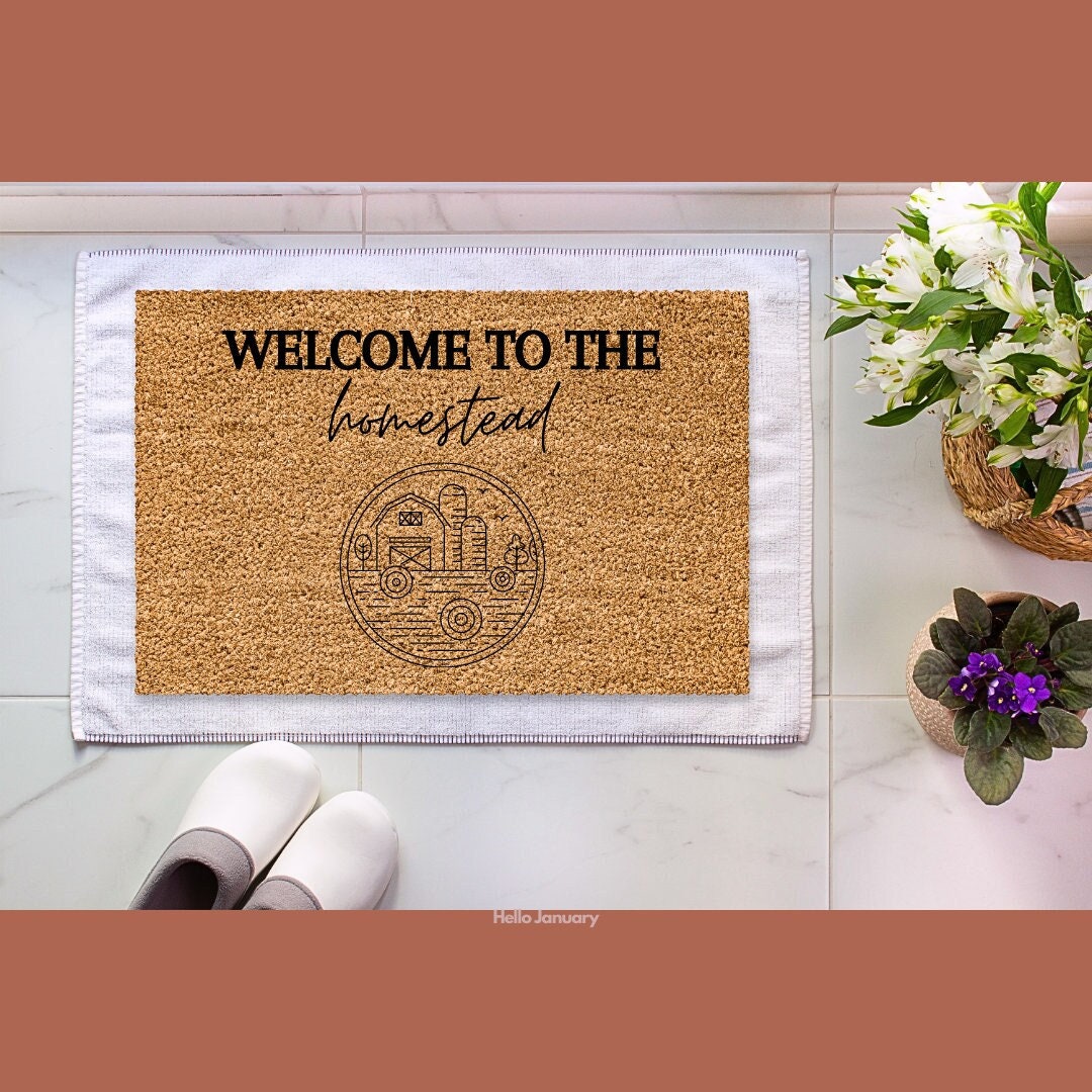 Welcome to the Homestead Farm House Door Mat | Farm Doormat | Farmhouse ...