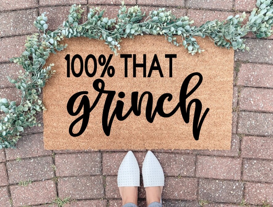 100% That Grinch Christmas Welcome Mat Funny Doormat Outdoor | Etsy