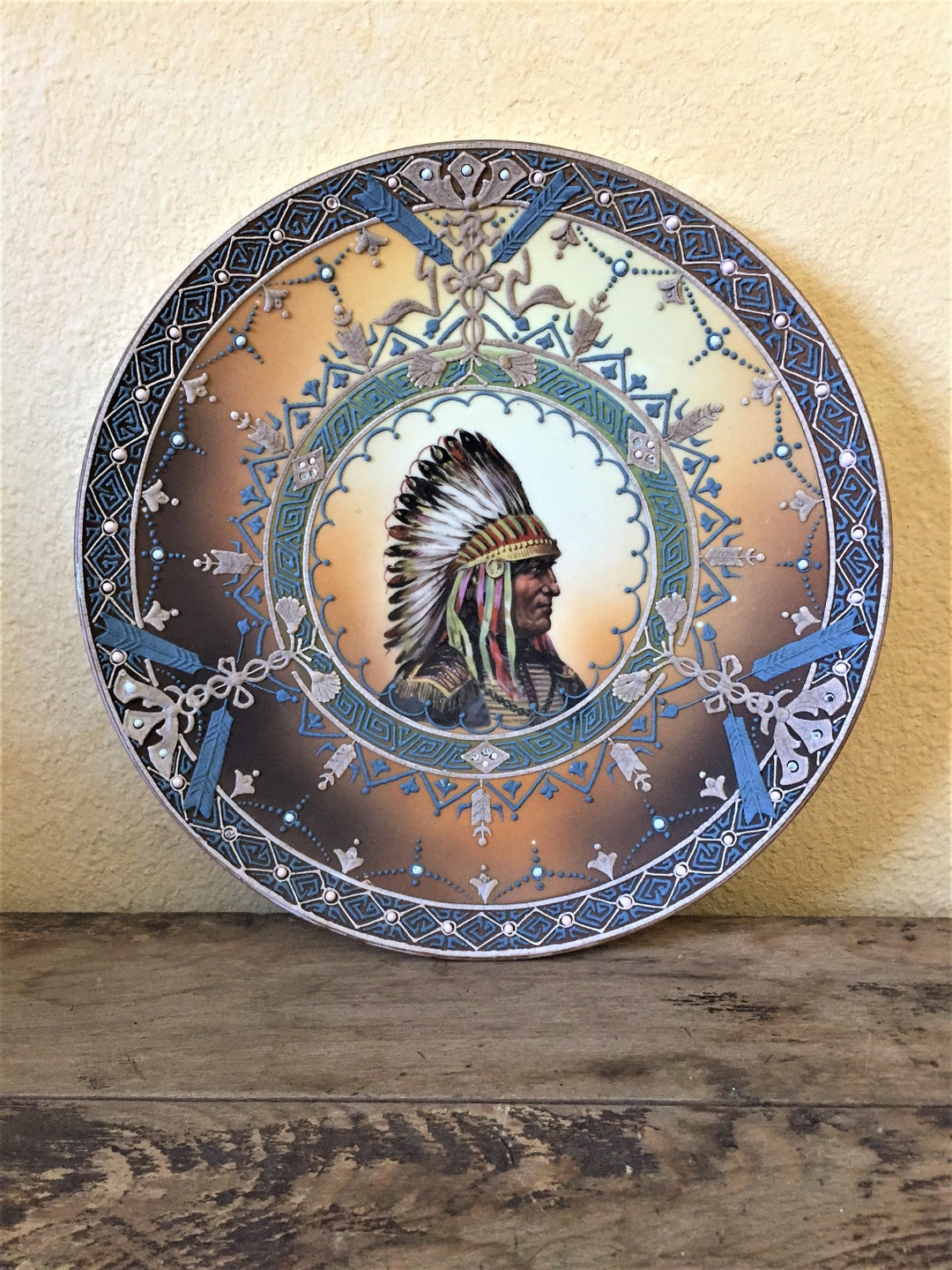 Rare Nippon, Moriage Plate, Native American, Chief Sitting Bull ...